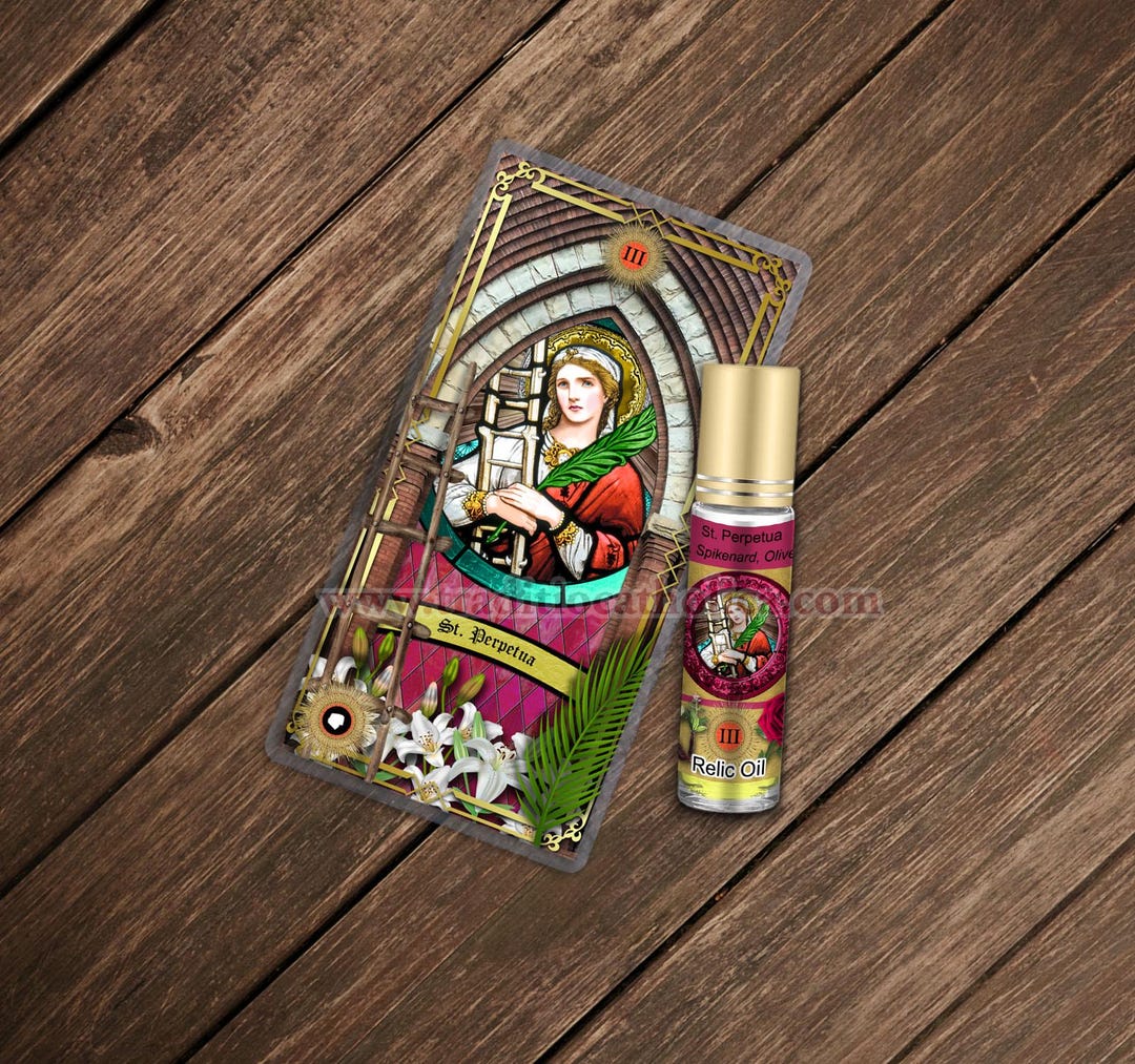 Saint Perpetua Relic Holy Prayer Card and Relic Anointing Oil. St ...