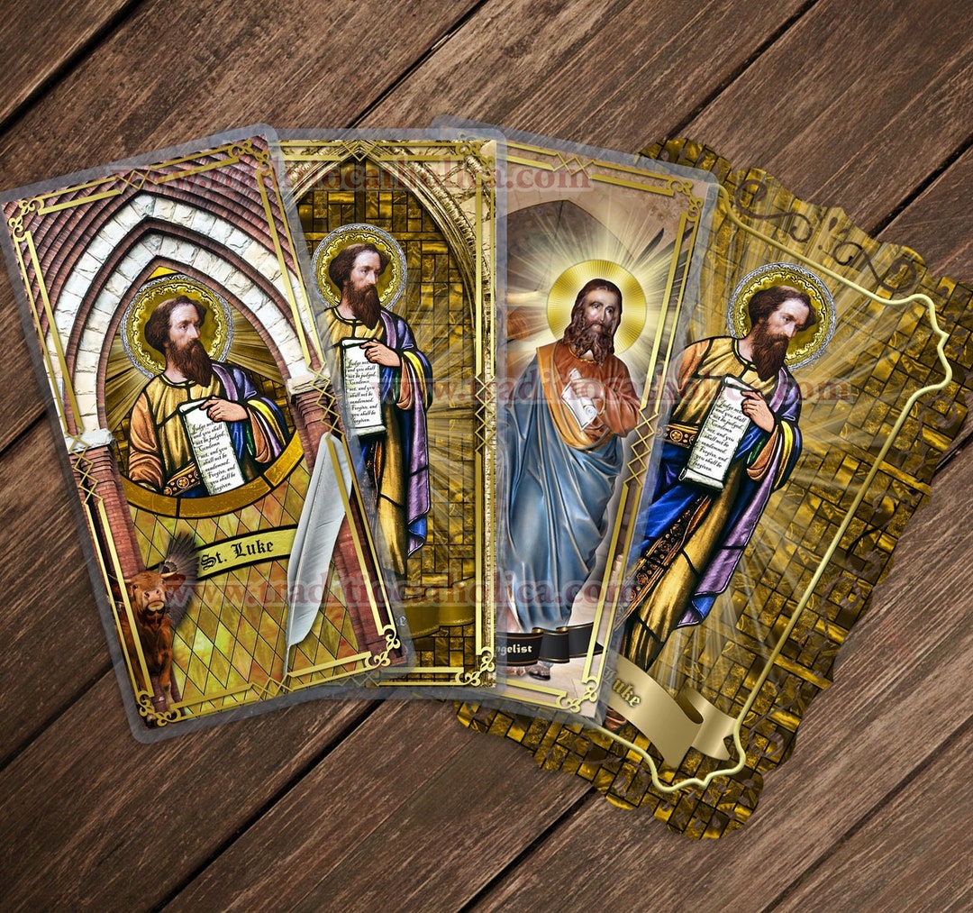 Saint Luke the Evangelist Catholic Holy Prayer Cards. St. Luke Stained ...