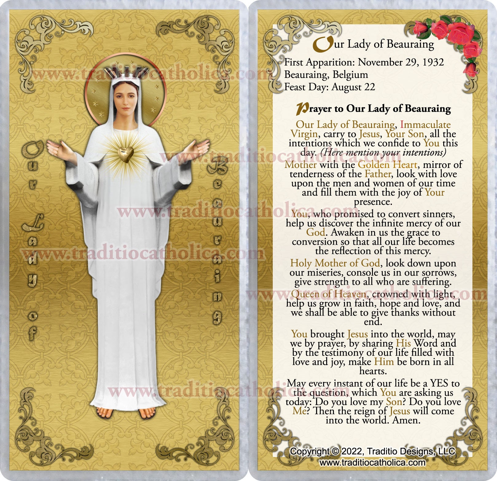 Our Lady of Beauraing Belgium Laminated Catholic Holy Prayer - Etsy Ireland