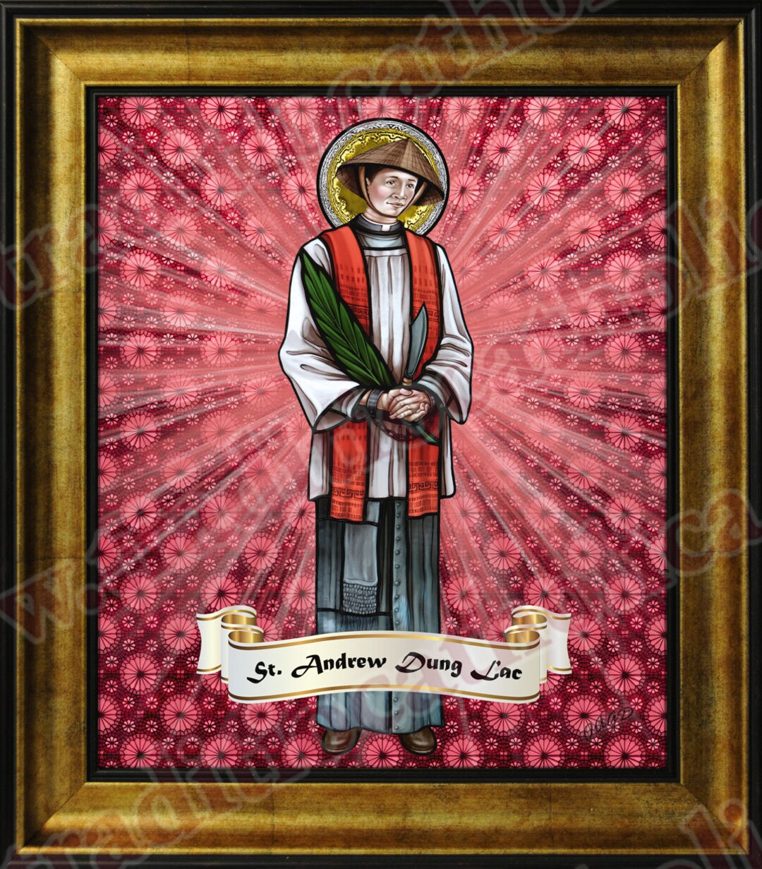 Saint Andrew Dung Lac Full Stained Glass Design Handcrafted Framed ...