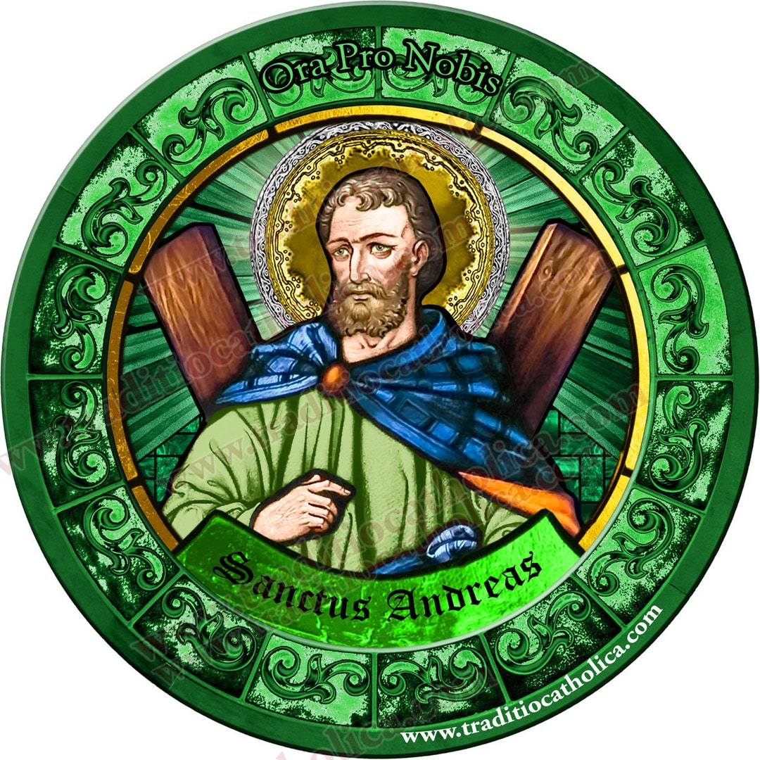Saint Andrew the Apostle Stained Glass Round 4 Inch Custom Refrigerator ...