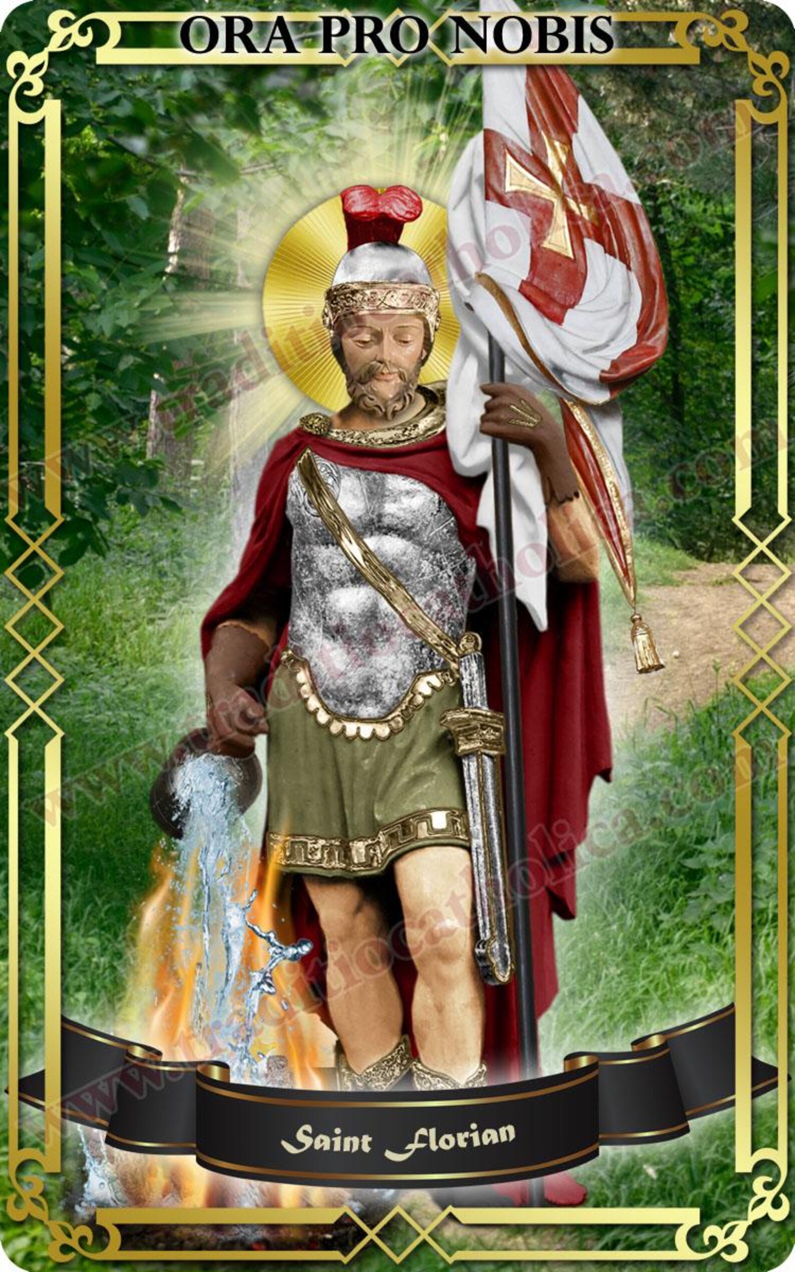 Saint Florian, Patron of Firefighters Stained Glass Round 4 Inch and ...