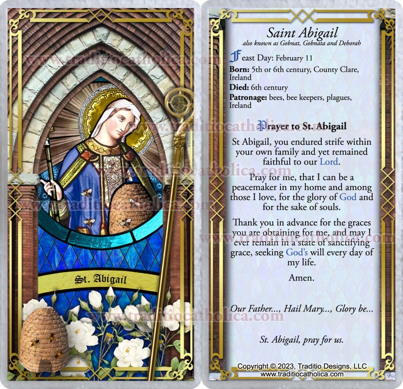 Saint Abigail Laminated Catholic Holy Prayer Cards. St. Abigail Stained ...