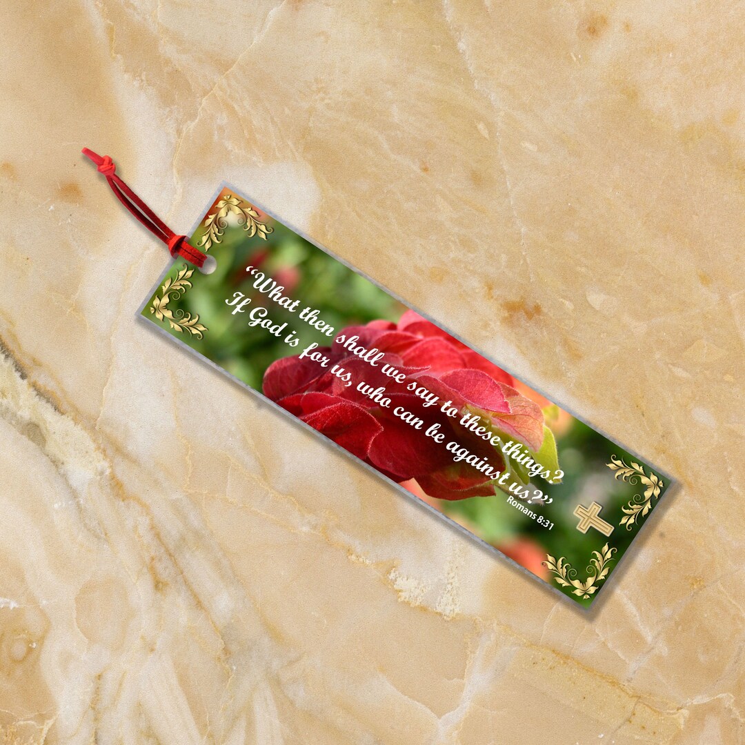 Romans 8:31 Bible Scripture Bookmark Laminated Catholic Handcrafted ...