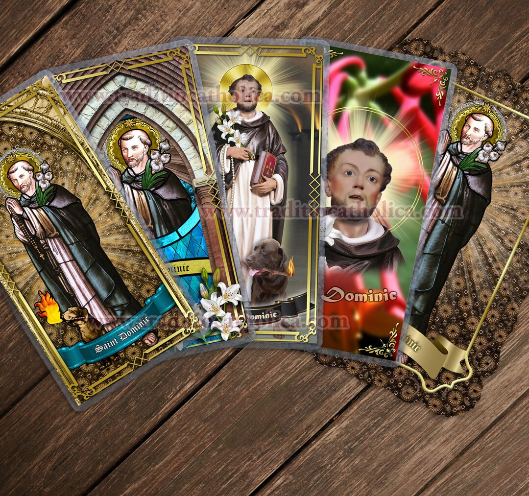 Saint Dominic Laminated Catholic Holy Prayer Cards. St. Dominic Statue ...
