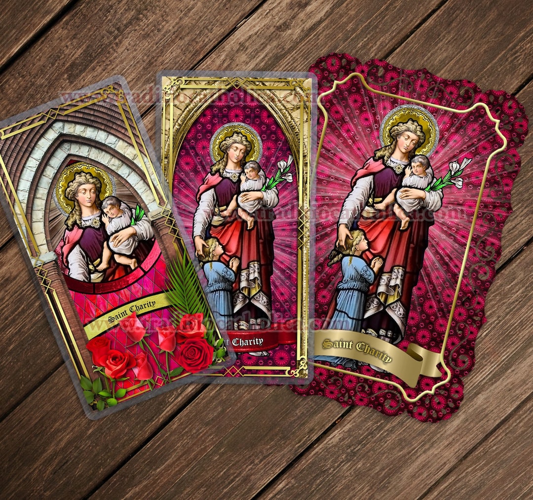 Saint Charity Stained Glass Laminated Catholic Holy Prayer Cards ...