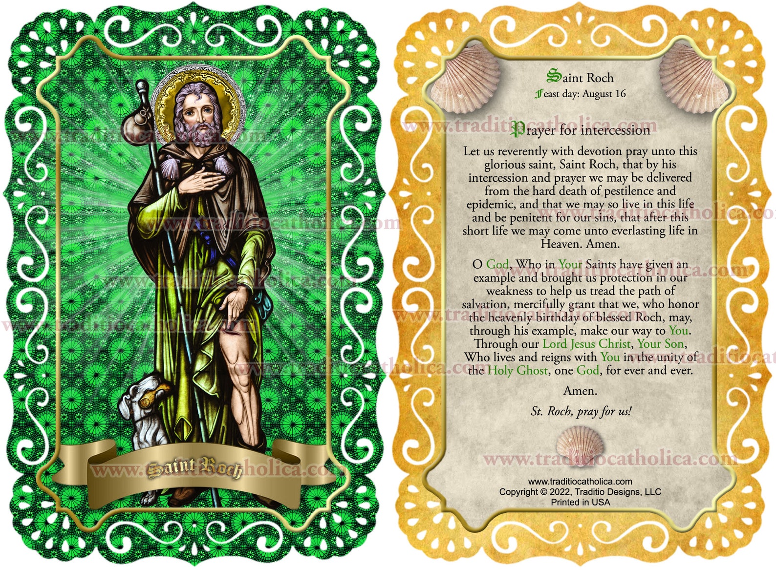 Saint St Roch rocco Patron Saint of Pandemics and Knee - Etsy