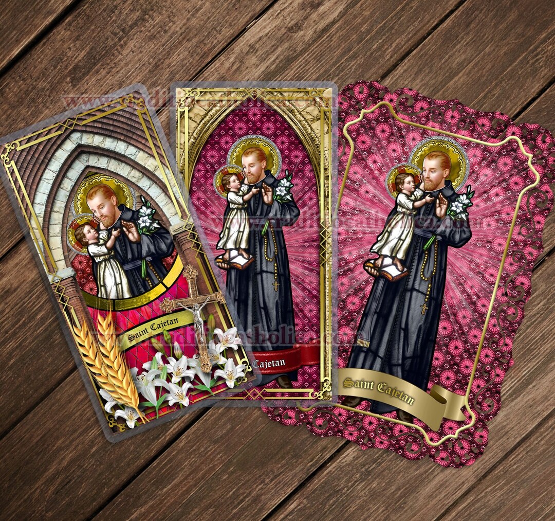 Saint Cajetan Stained Glass Laminated and Lace Catholic Holy Prayer ...