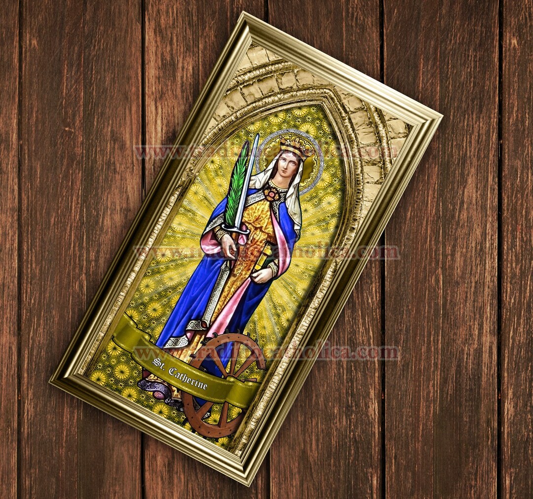 Saint Catherine of Alexandria Stained Glass Handcrafted Framed Print ...