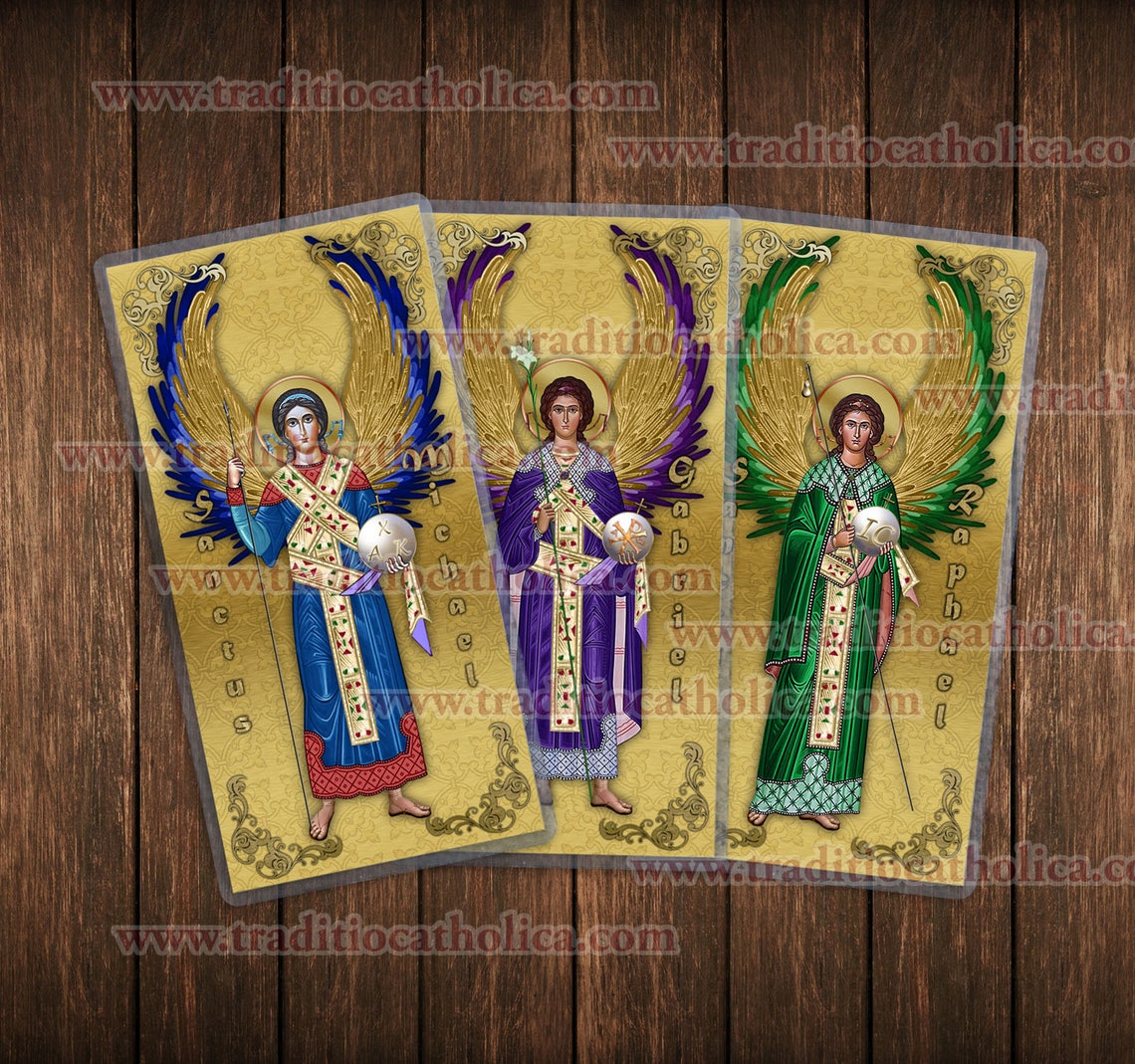 Archangels in Eastern Orthodox Icon Style Holy Prayer Card Set. Uriel ...