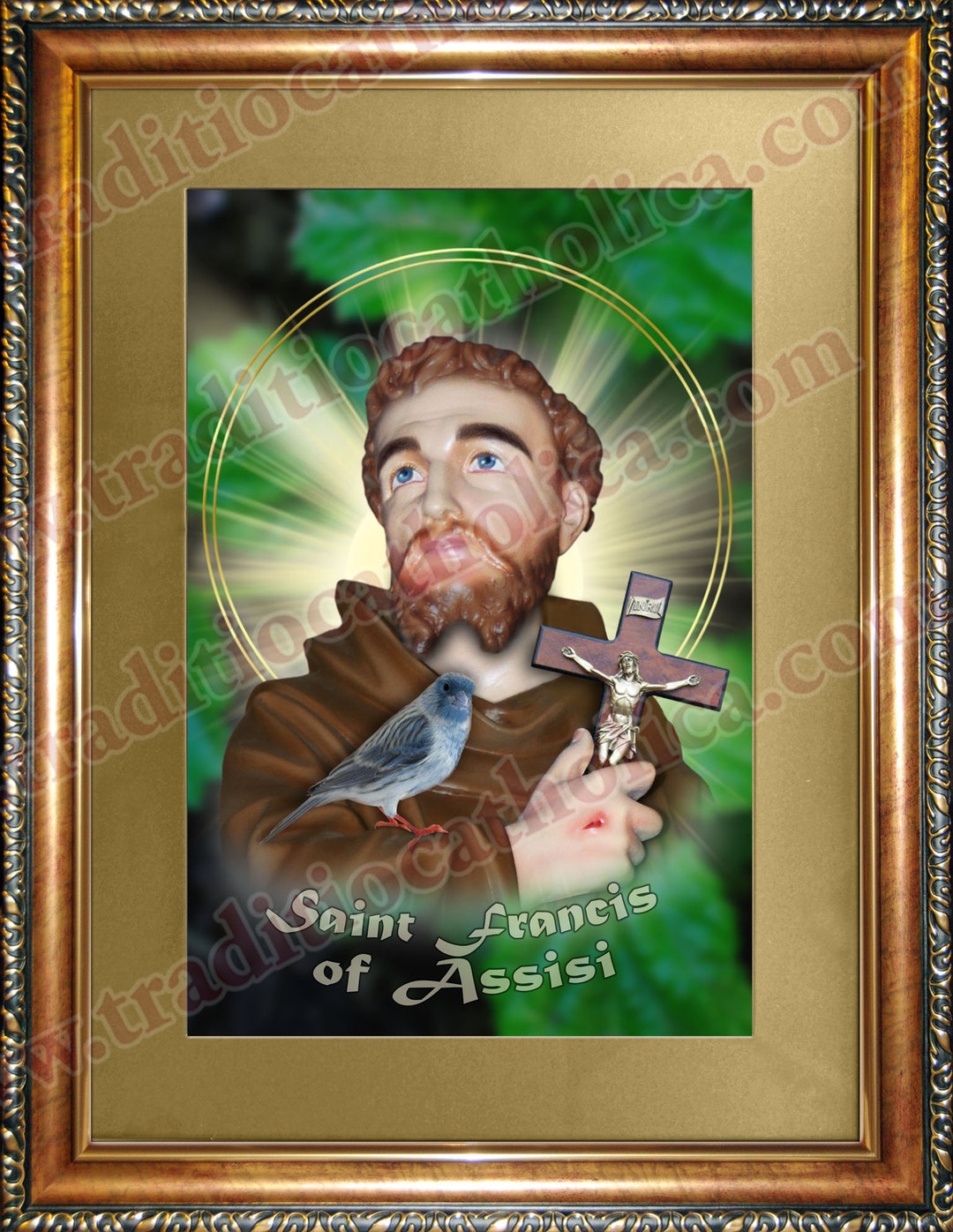 Saint Francis of Assisi Handcrafted and Matted Framed Print. 13x19 Size ...