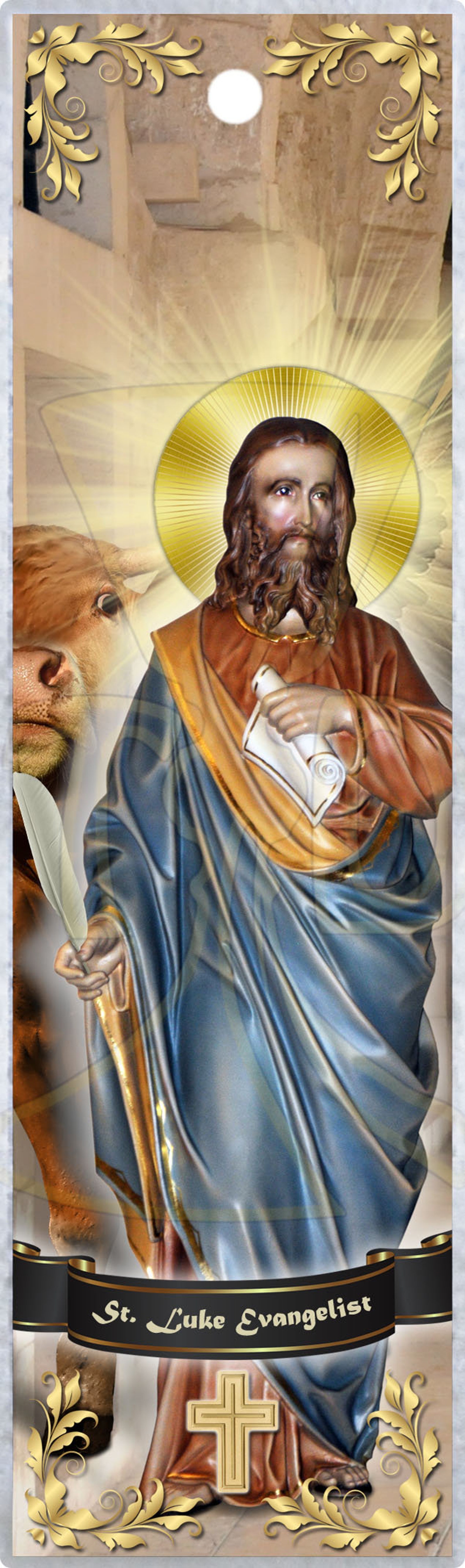 Saint Luke the Evangelist Laminated Bible Scripture Quote and Stained ...