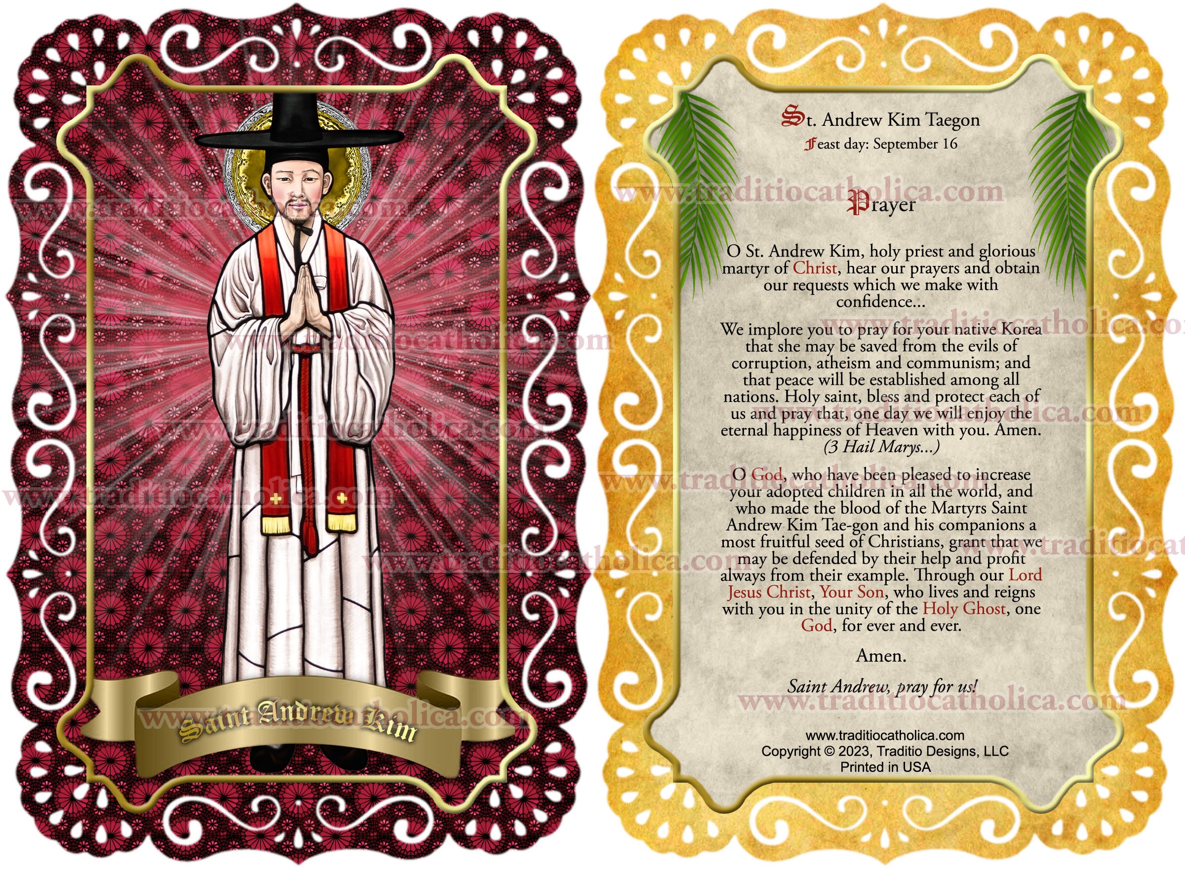 Saint St Andrew Kim Taegon, Korea Patron of Korean Priests Stained ...