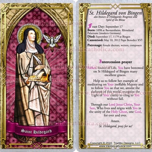 Saint Hildegard Von Bingen Laminated Catholic Holy Prayer Cards. St ...