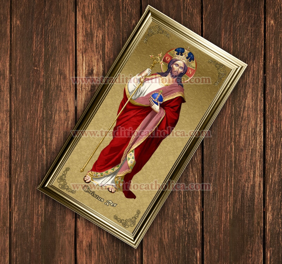 Christ the King (christus Rex) Handcrafted Icon Framed Print. 7x14 Size ...