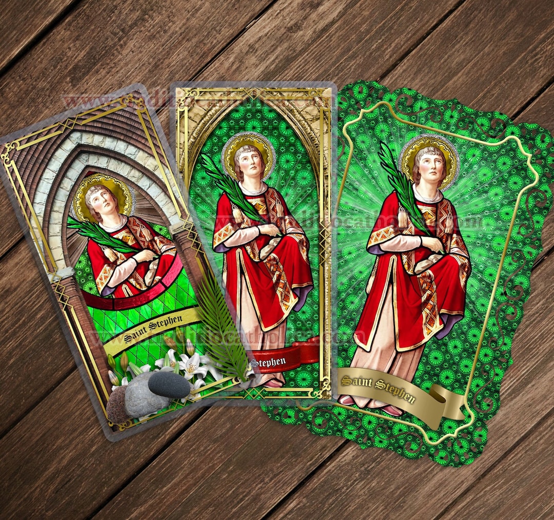 Saint Stephen, First Martyr, Stained Glass Laminated and Lace Holy ...