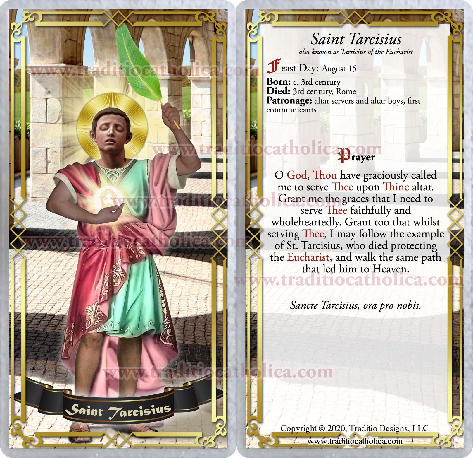 St. Tarcisius, Patron of Altar Servers - Stained Glass and Statue Art ...