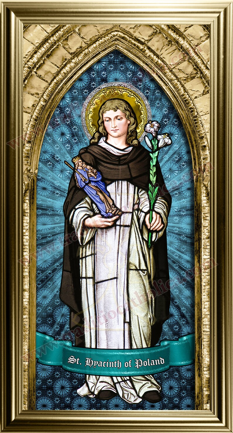 Saint Hyacinth of Poland Stained Glass Handcrafted Framed Print. 7x14 ...