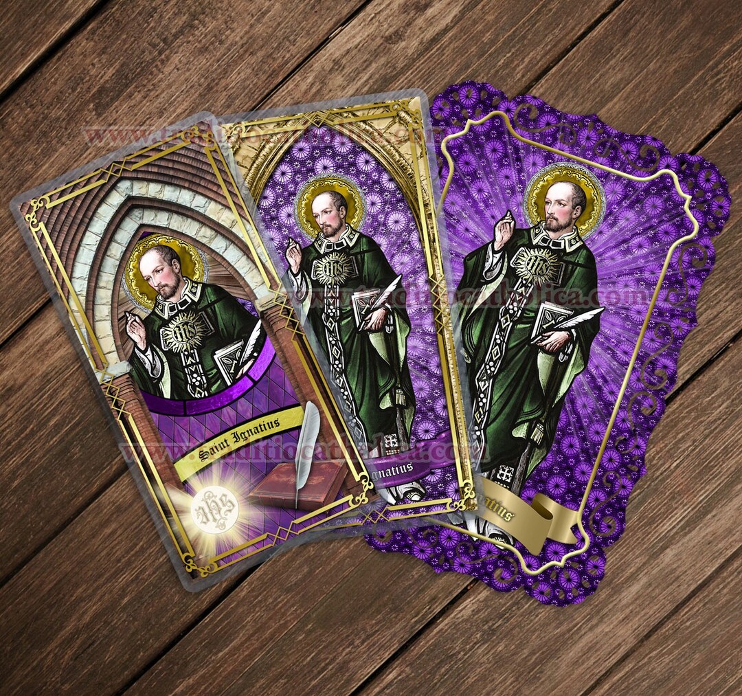 St. Ignatius of Loyola Stained Glass Laminated Holy Prayer Cards ...