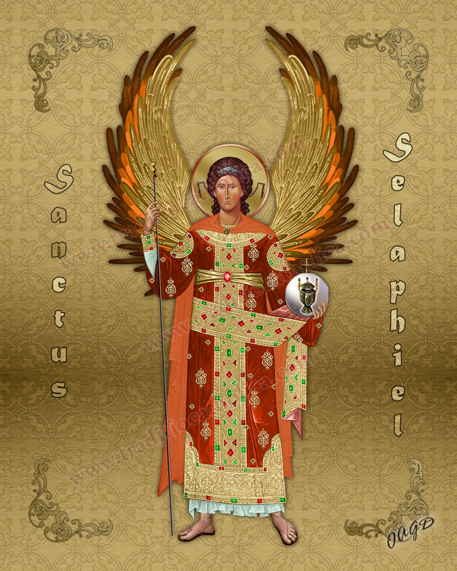 Saint Selaphiel Archangel Eastern Orthodox icon style prints | Etsy