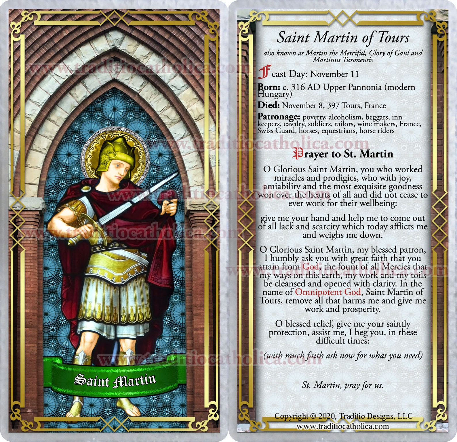 Saint St. Martin of Tours patron of soldiers alcoholism | Etsy