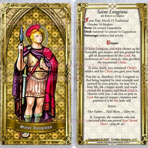 Saint Longinus Patron of Soldiers and Lost Items Laminated - Etsy