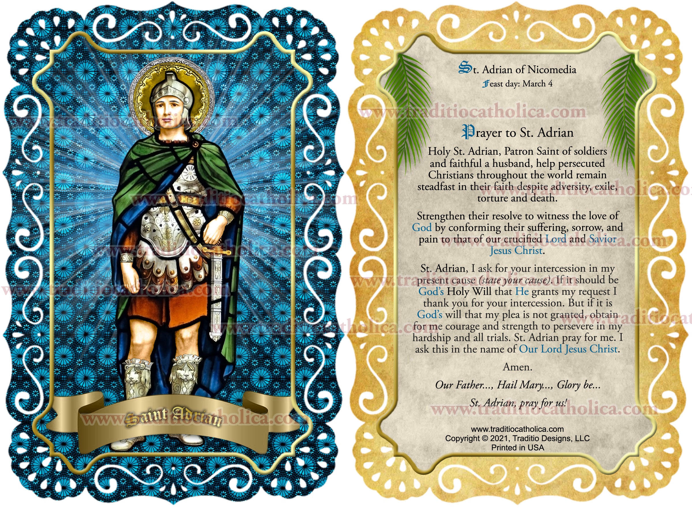 Saint St. Adrian Patron of Soldiers and Epilepsy Laminated - Etsy Sweden