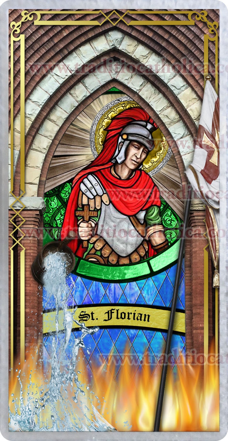 Saint Florian laminated Holy prayer cards. Patron saint of | Etsy
