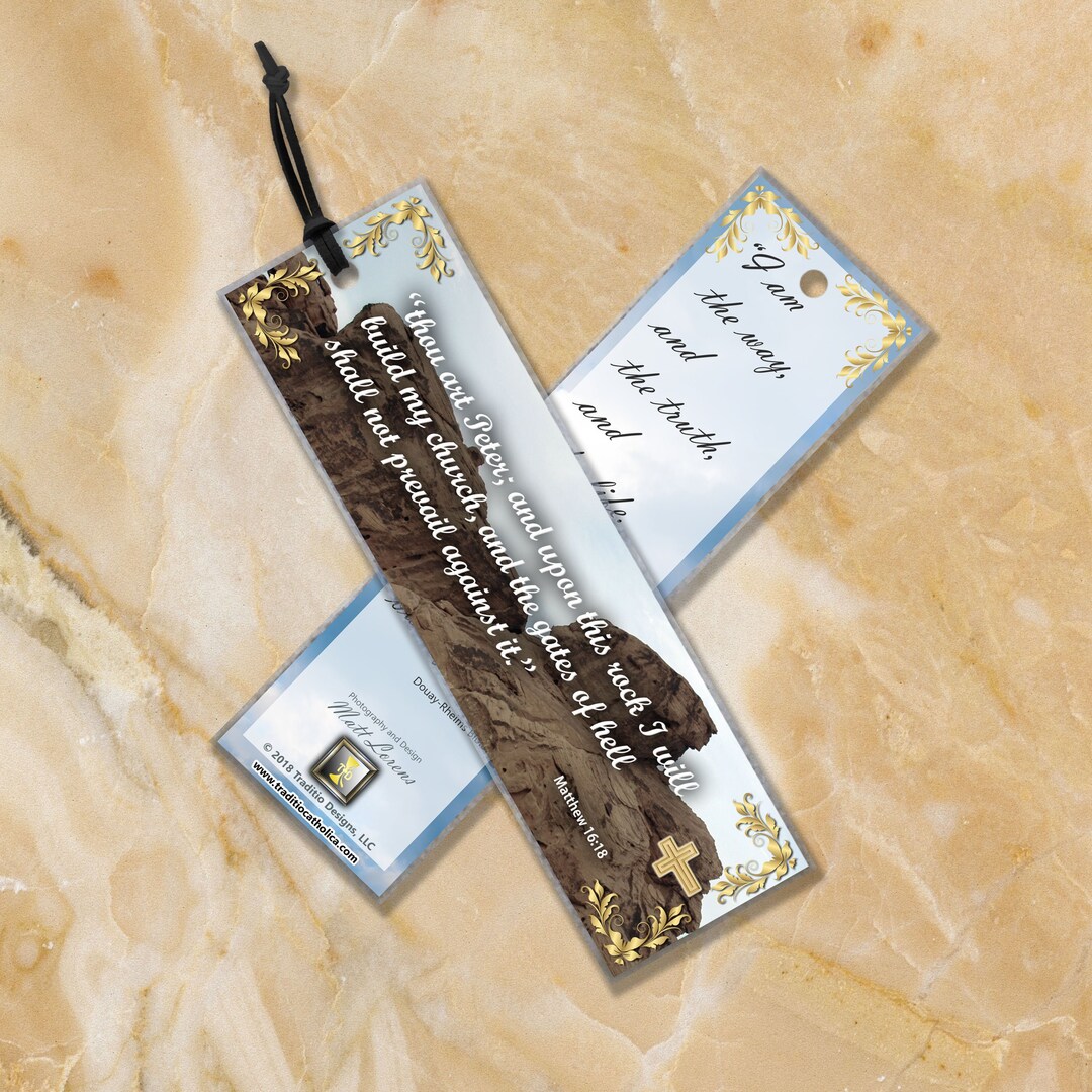 Matthew 16:18 Bible Scripture Bookmark Laminated Catholic Handcrafted ...
