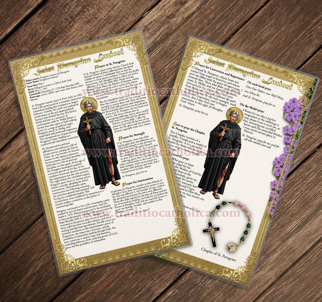 St. Peregrine Laziosi Large Laminated Holy Prayer Cards. Devotional Art ...