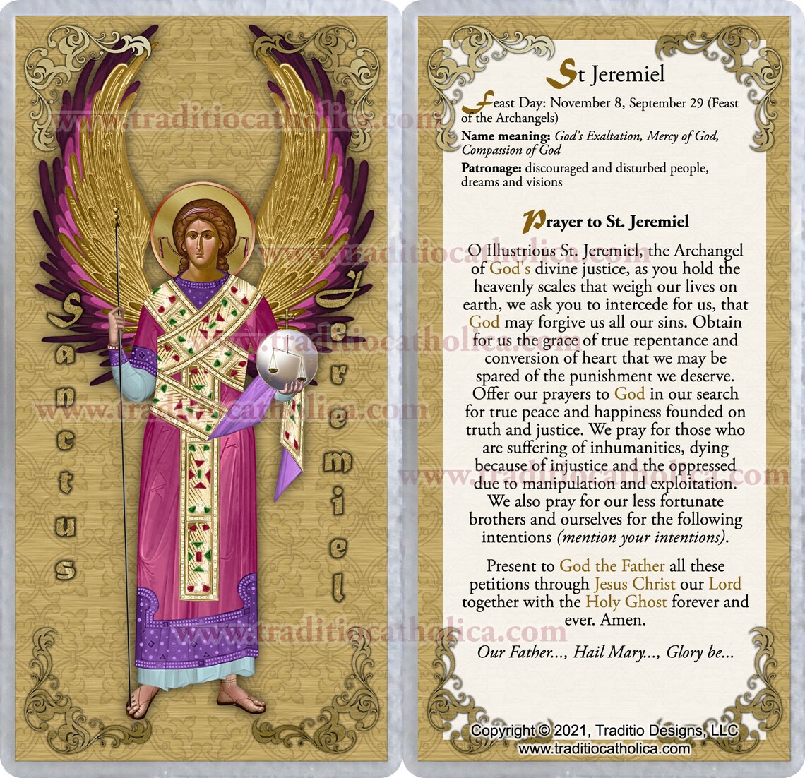 Saint Jeremiel Archangel laminated Holy Prayer cards. Orthodox | Etsy