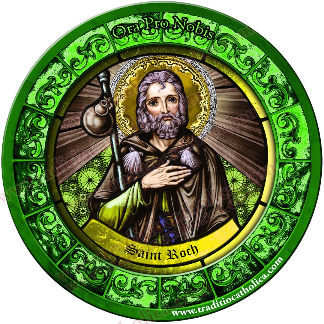 Saint Roch, Patron of Pandemics and Knee Problems Stained Glass Round 4 ...