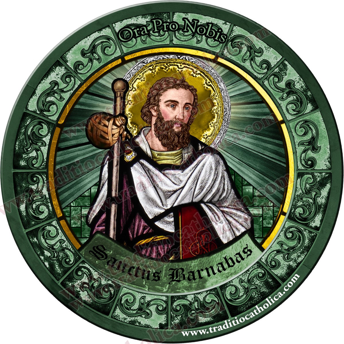Saint Barnabas the Apostle Stained Glass Round 4 Inch Custom ...