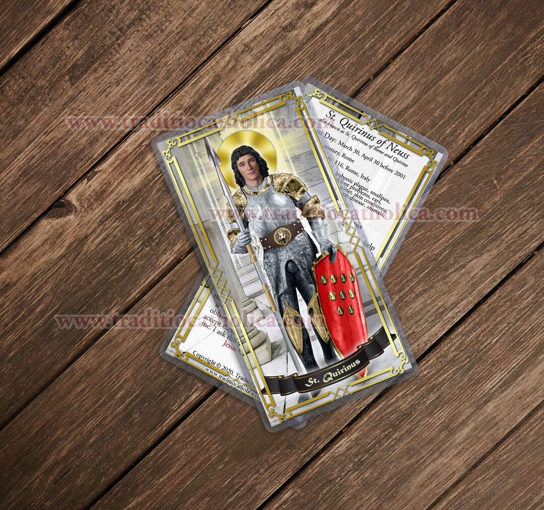Saint St Quirinus of Neuss, Laminated Prayer Card. St Quirinus Statue ...