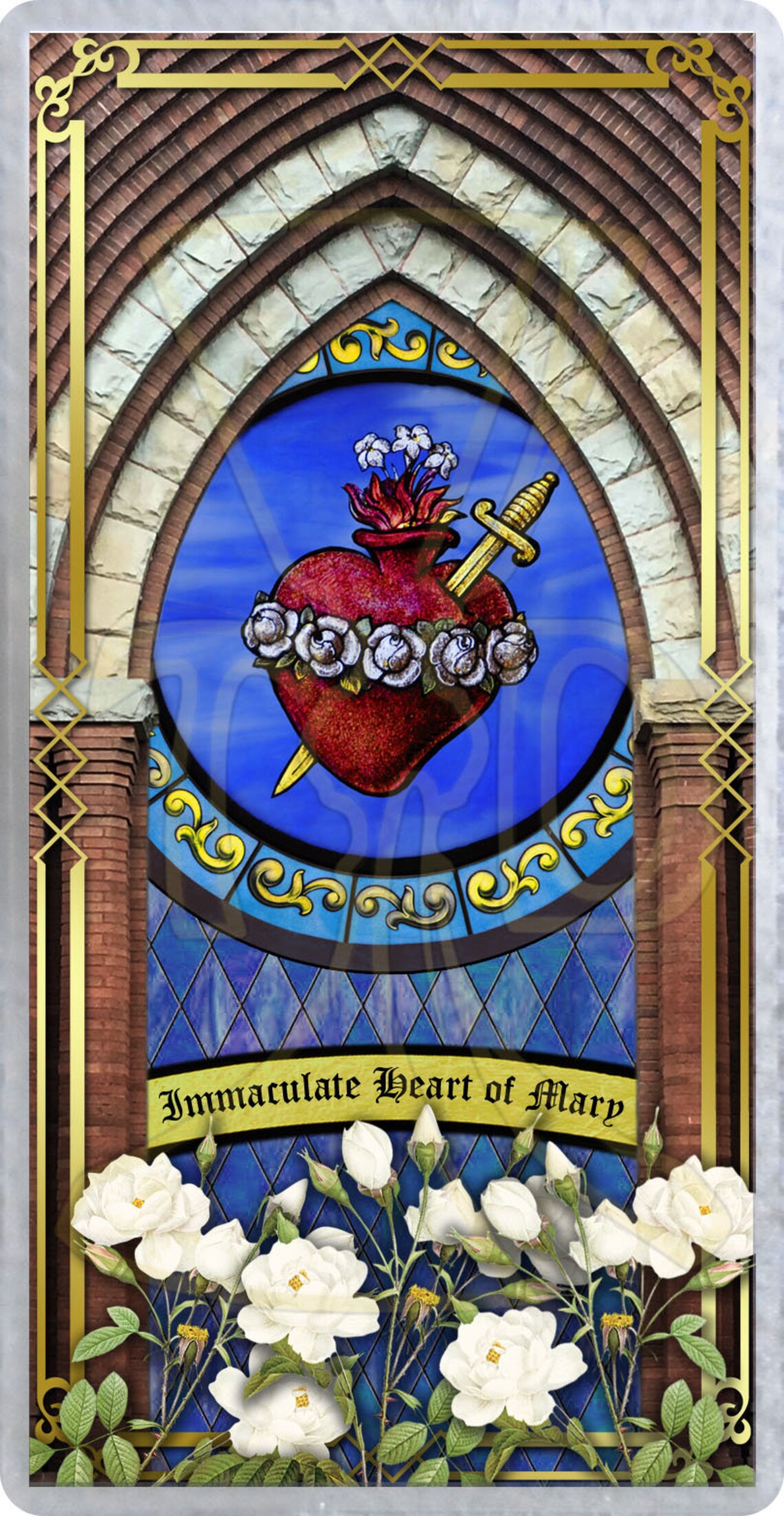 Immaculate Heart of Mary Stained Glass and Sculpture Laminated | Etsy