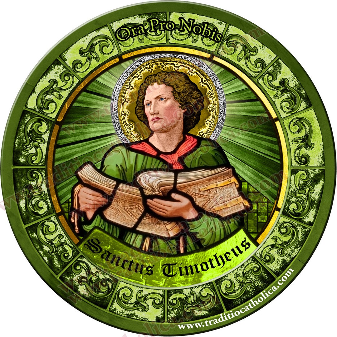 Saint Timothy the Apostle Stained Glass Round 4 Inch Custom ...