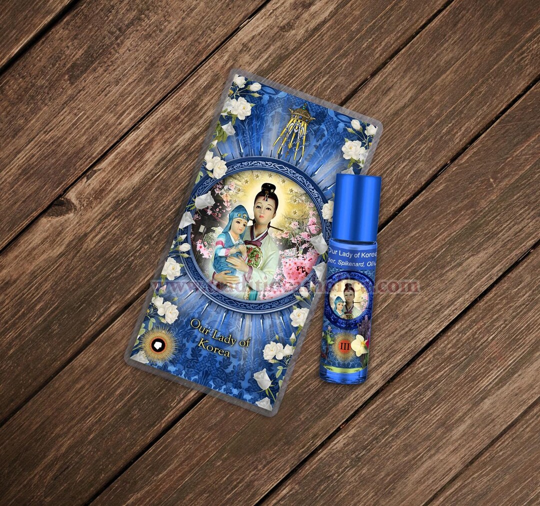 Our Lady of Korea Relic Holy Prayer Card & Relic Anointing Oil. Blessed ...