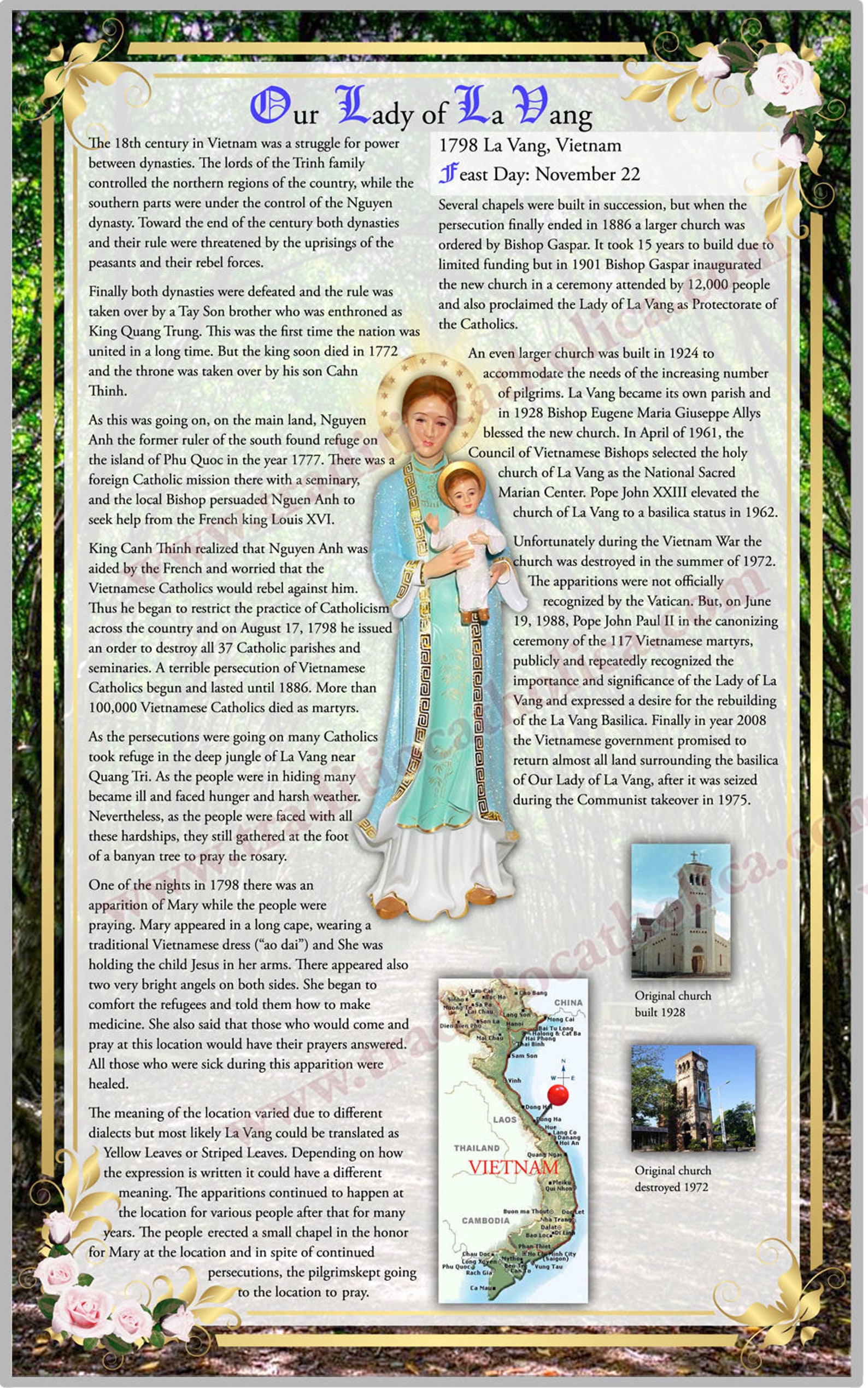 Our Lady of La Vang Vietnam Large Laminated Holy Prayer Card ...
