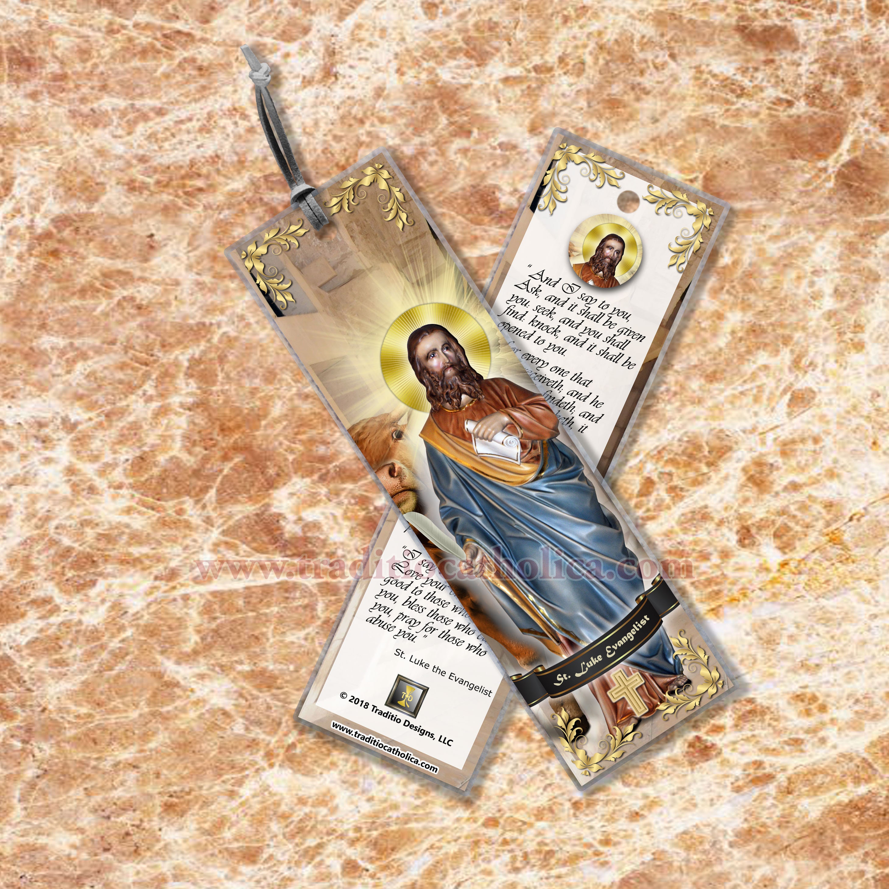 Saint Luke the Evangelist Laminated Bible Scripture Quote and Stained ...