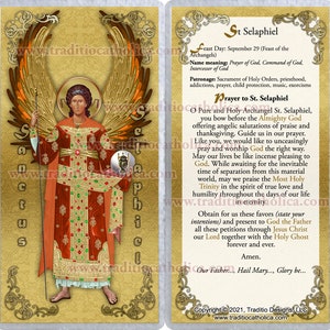 Saint Selaphiel Archangel Laminated Holy Prayer Cards. Orthodox Icon Style Holy Card. Saint ...