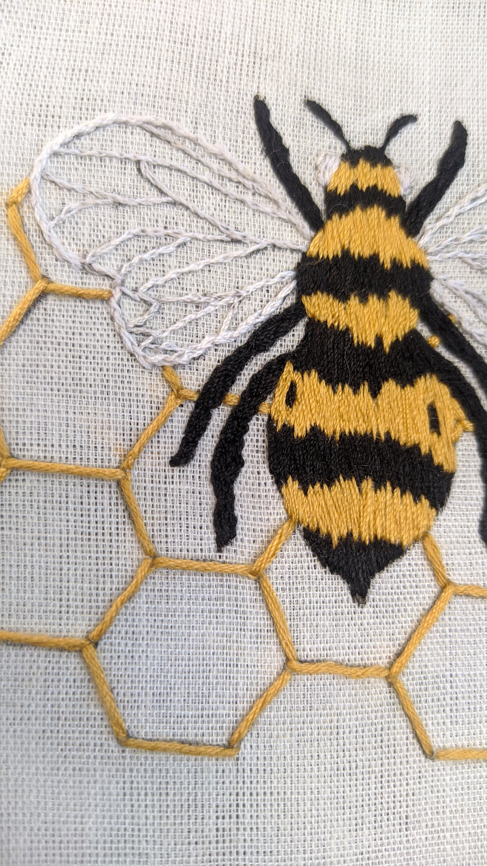 Bee Hand Embroidery Beginner Pattern Honey Bee Design Honey Comb ...