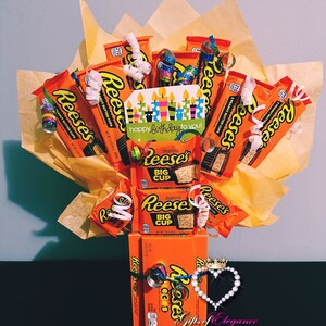 Reeses, Candy Arrangement, Candy Bouquet, Peanut Butter Cups, Chocolate ...
