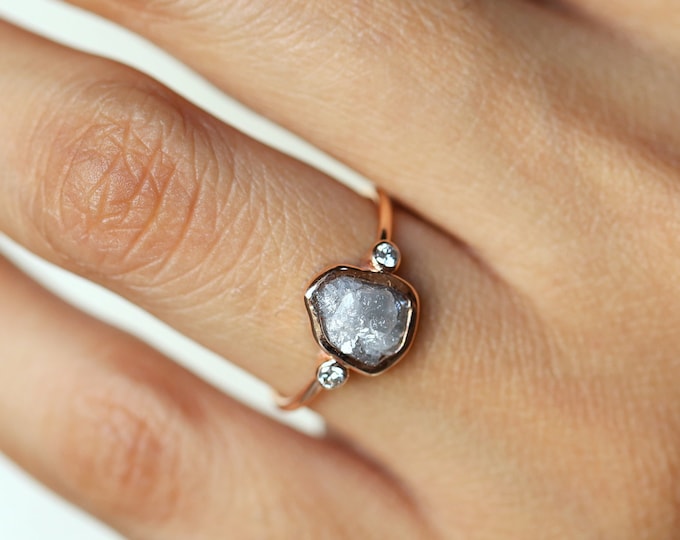 Raw Diamond Ring Rough Diamond Ring Diamond Ring Raw - Etsy