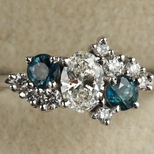 Lab Created Diamond Cluster Engagement Ring for Women E-F/VS - Etsy