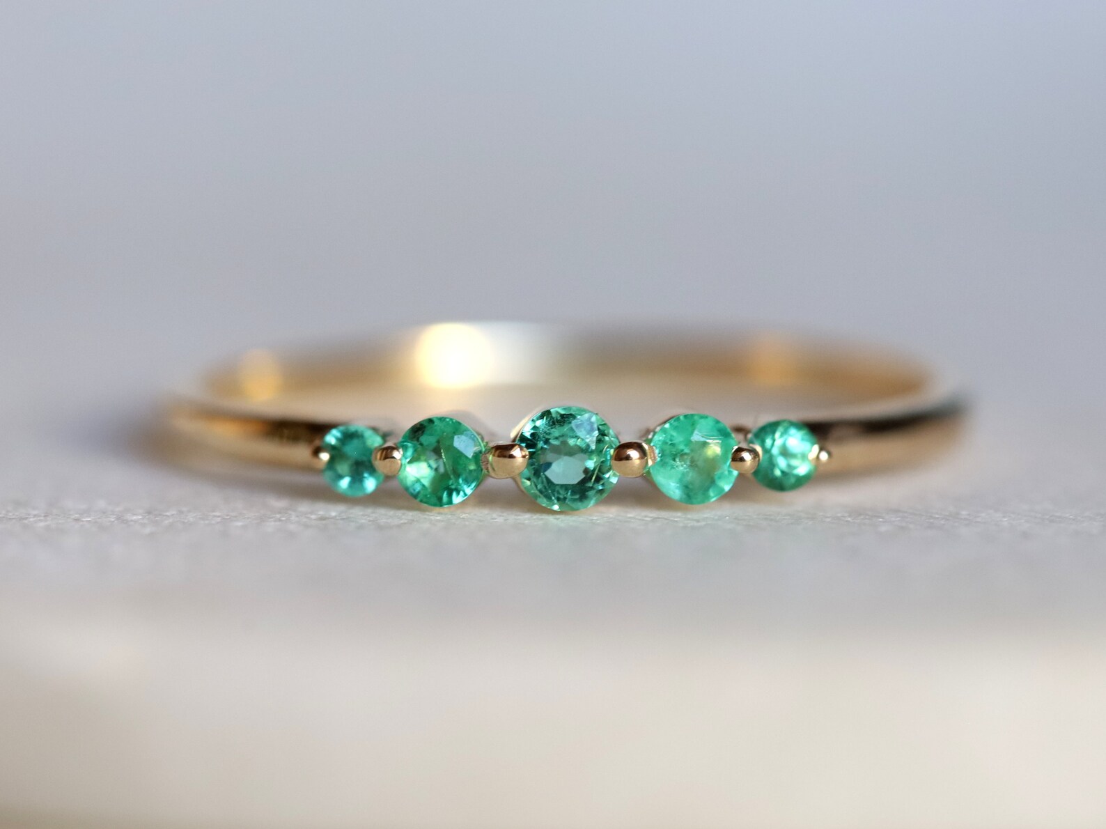 Emerald Ring Stacking Ring Emerald Stacking Ring 5 Stone - Etsy
