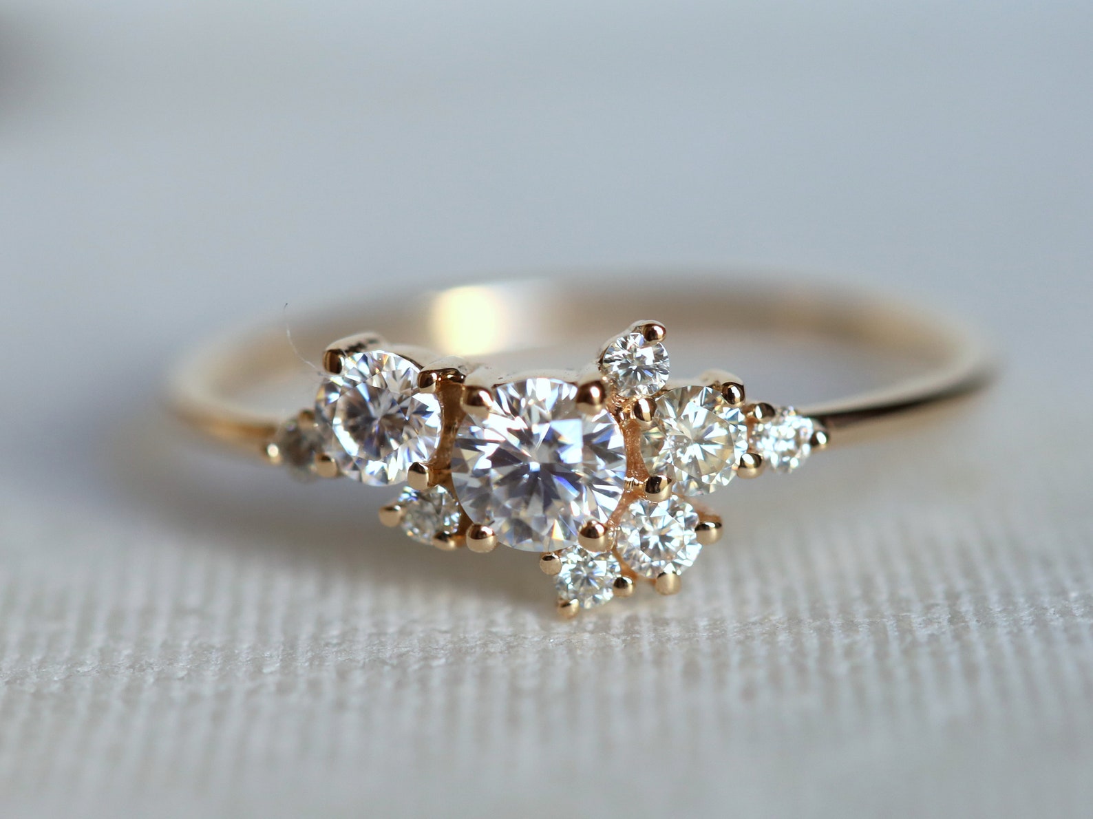 GIA Certified Earth Mined Round Cut Diamond Cluster Engagement Ring ...