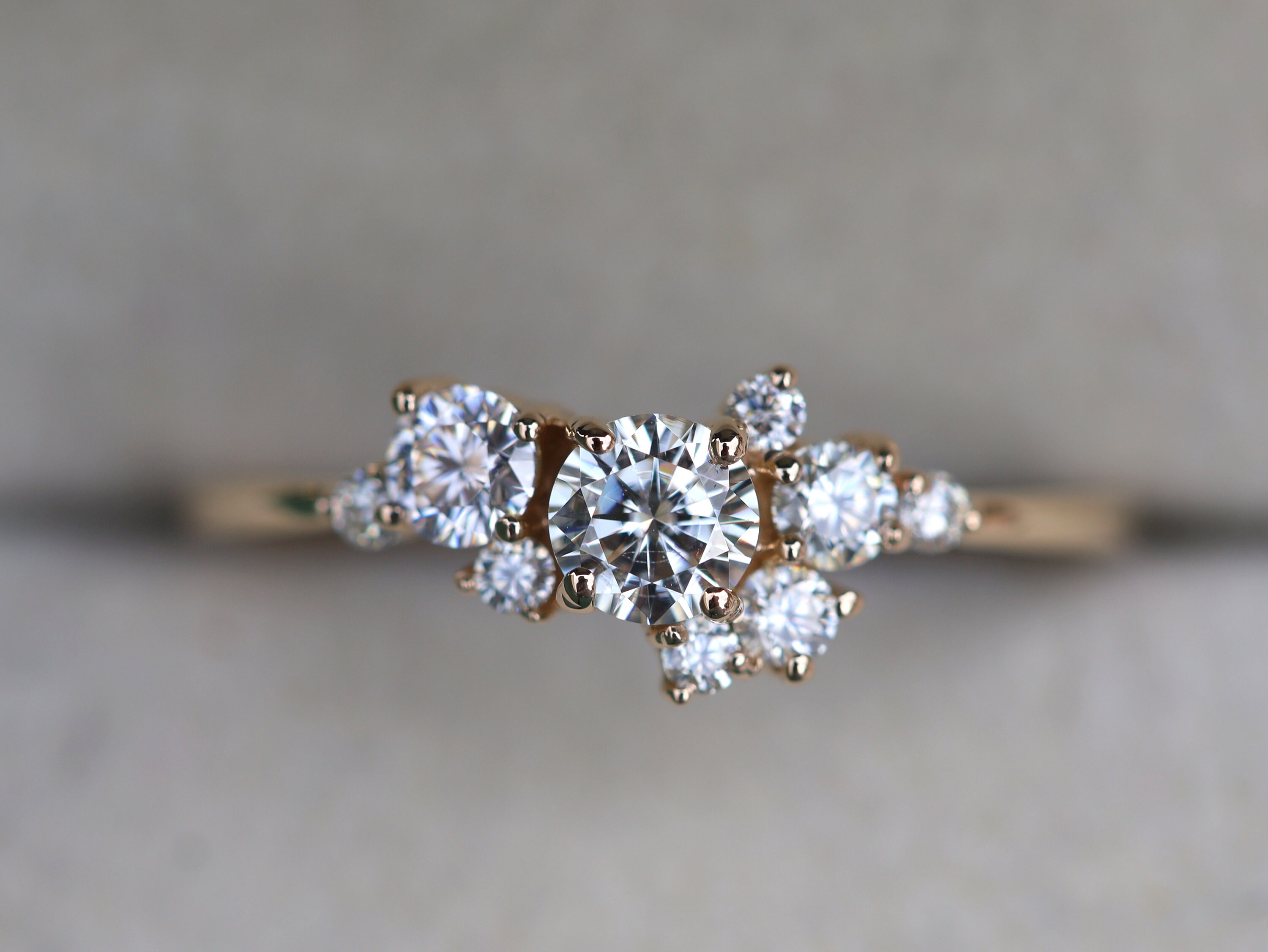 GIA Certified Earth Mined Round Cut Diamond Cluster Engagement Ring ...