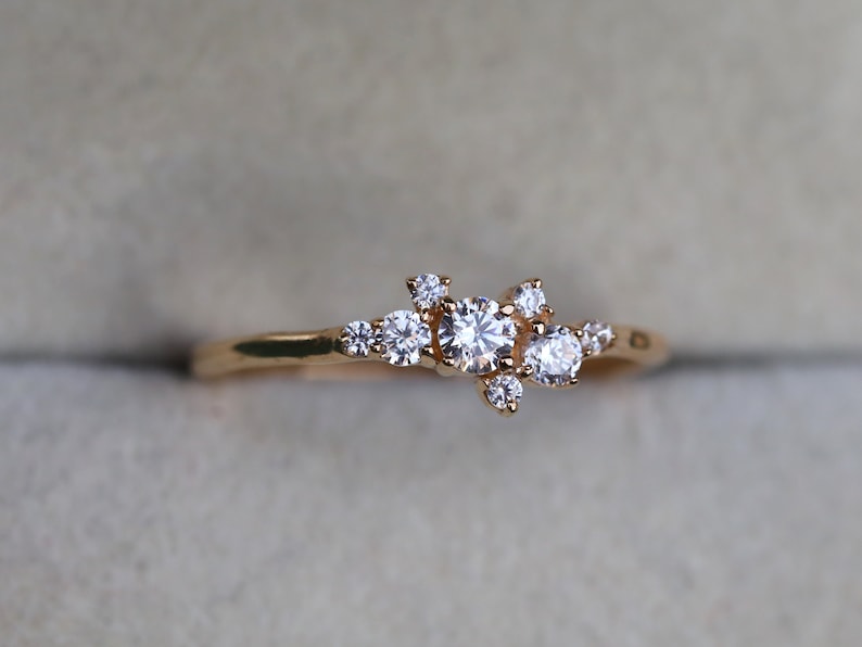 Diamond Cluster Ring, Cluster Ring, Cluster Engagement Ring, Cluster ...