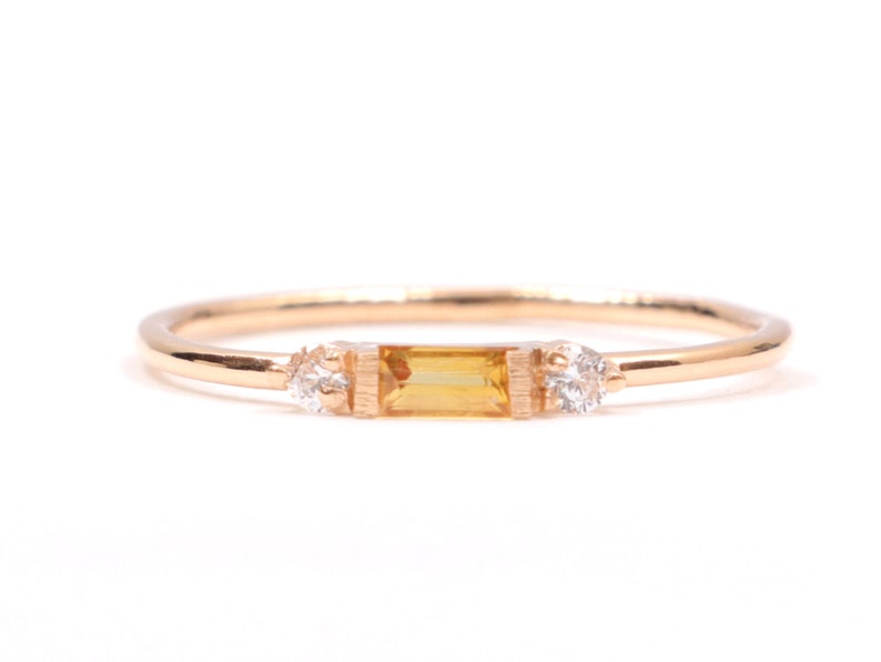 Yellow Sapphire Stacking Ring Sapphire Baguette Ring Gold - Etsy