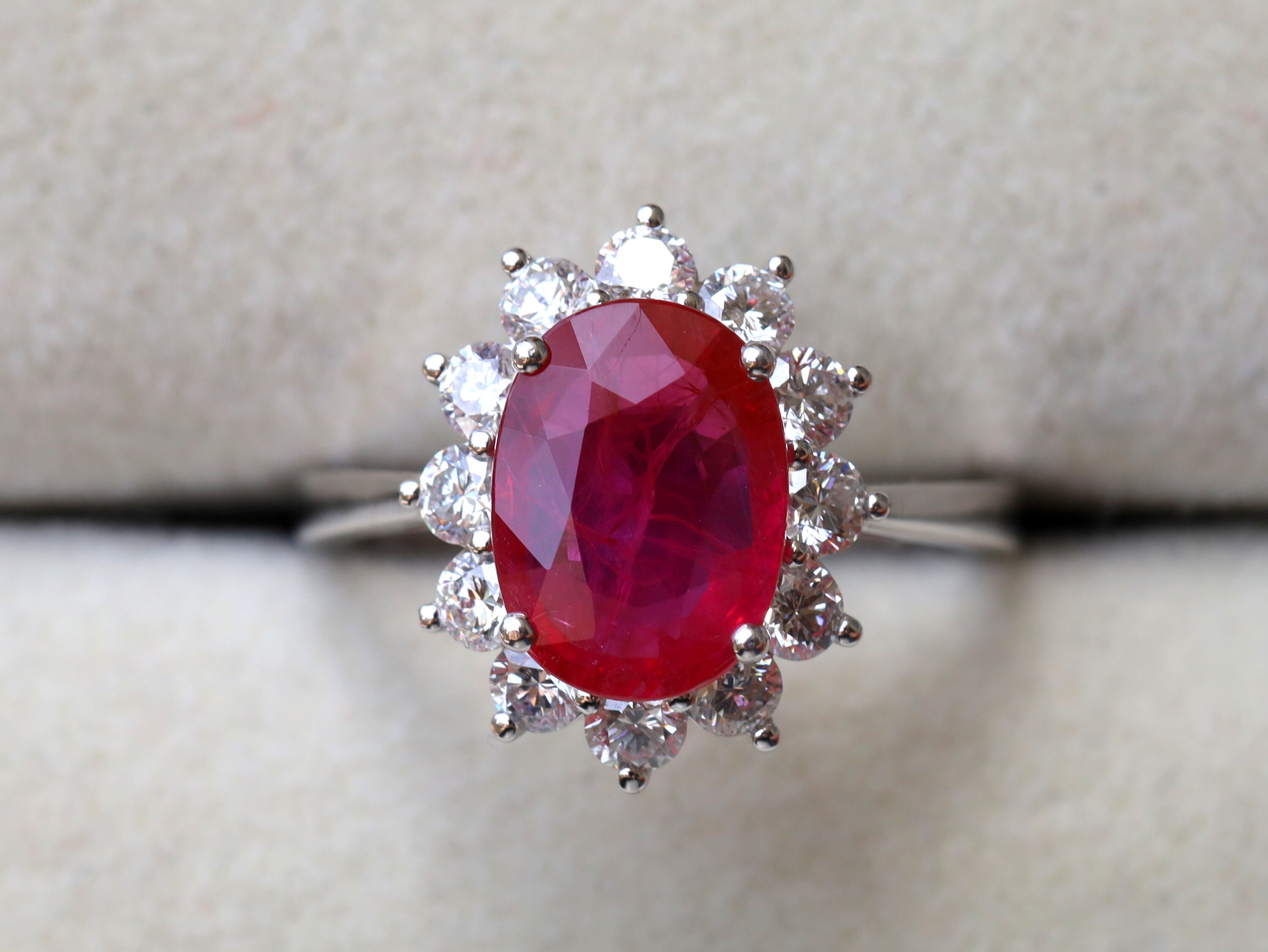 Genuine Ruby Engagement Ring 3 Carat Natural Ruby Ring Halo - Etsy UK